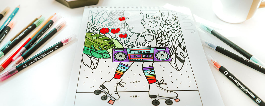 Colorable Calendars -Fun Adult Coloring Pages - A Brighter Year