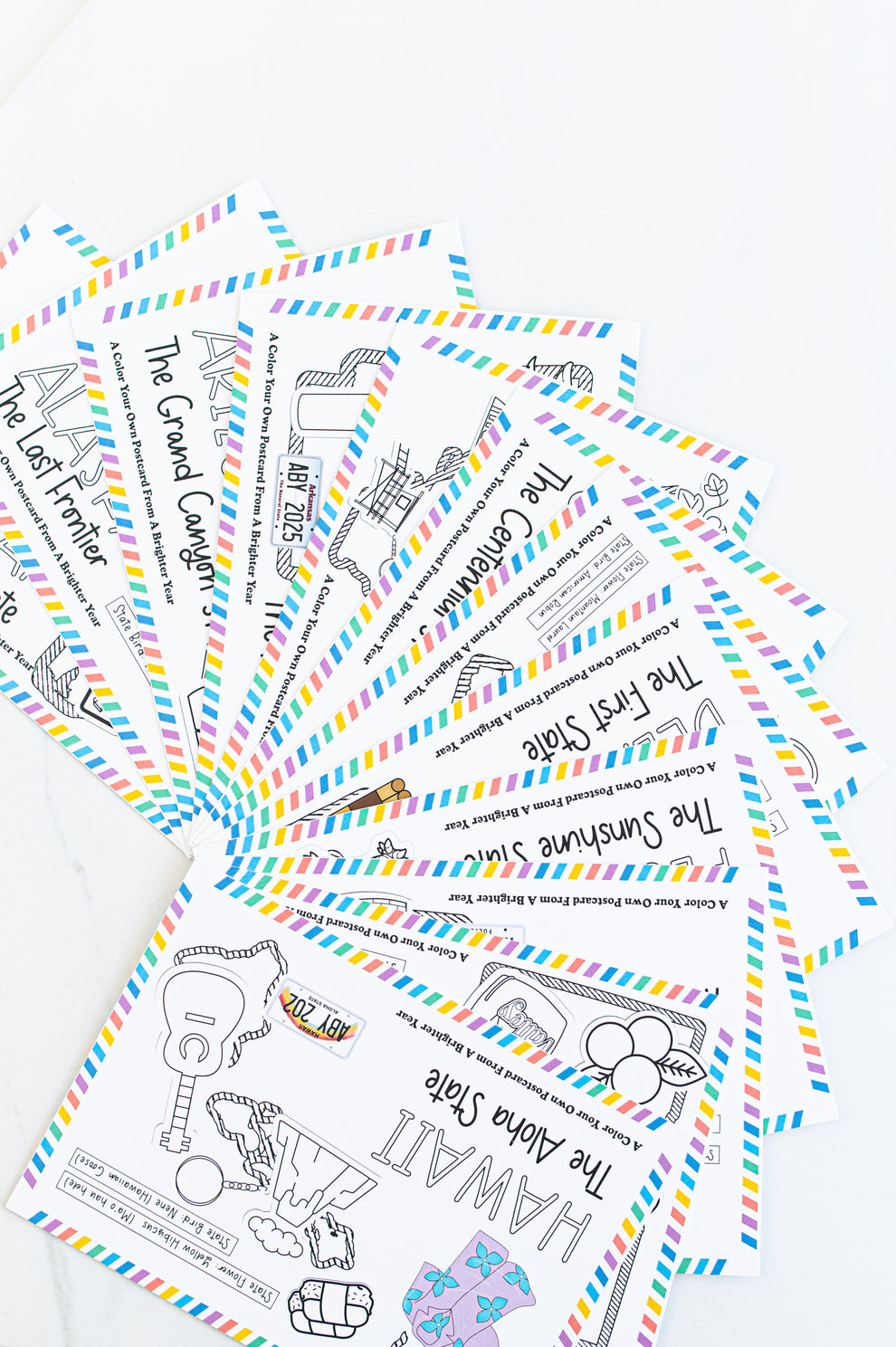 Roadtrip Color-Your-Own Postcard Bundle – A Brighter Year