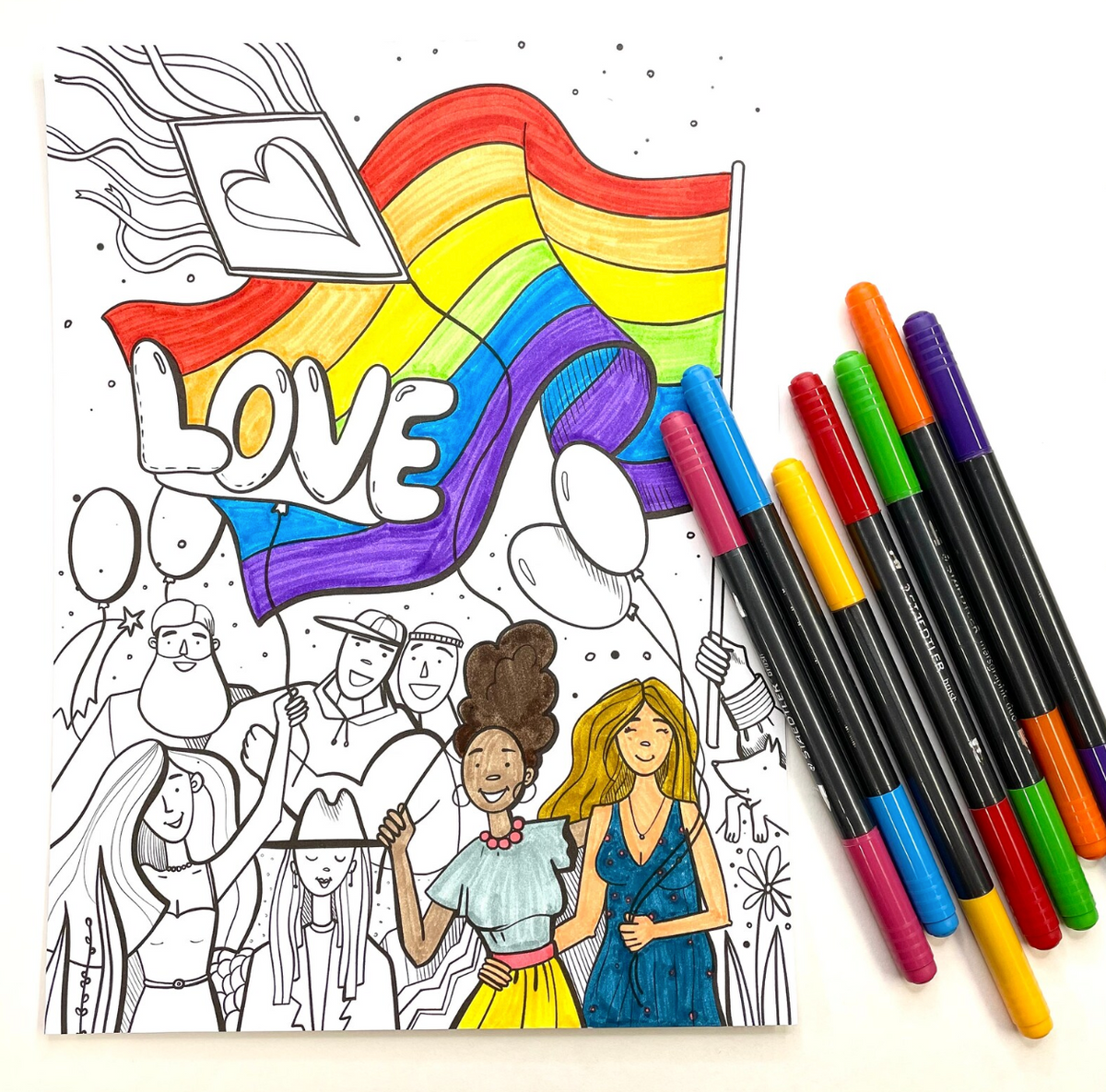 Pride Parade Digital Download Coloring Page – A Brighter Year
