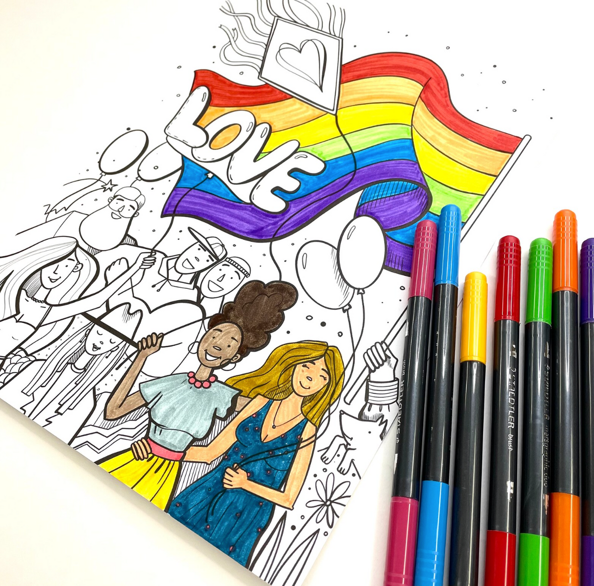 Pride Parade Digital Download Coloring Page – A Brighter Year