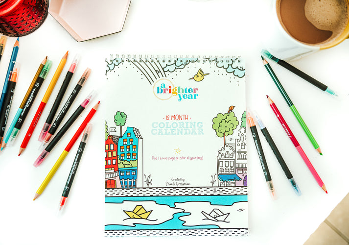 12 Month Color by Day Coloring Book - A Brighter Year