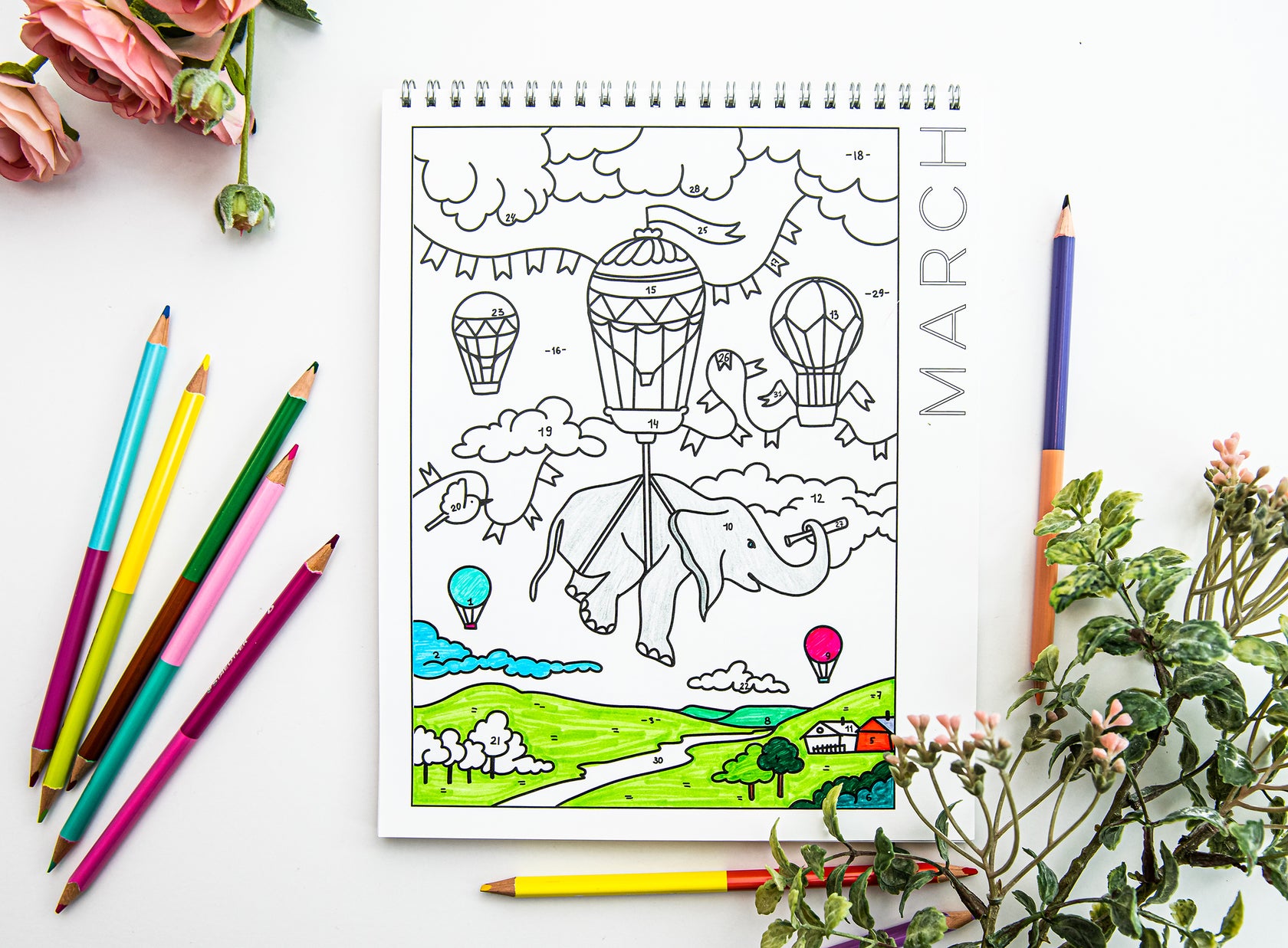 12 Month Color by Day Coloring Book - A Brighter Year